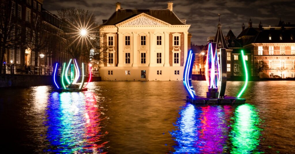The light festival in Den Haag, Netherlands created colorful images ...